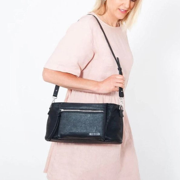 "VANCHI" - Pram Caddy Shoulder Strap - Black – Little Loves Baby Boutique